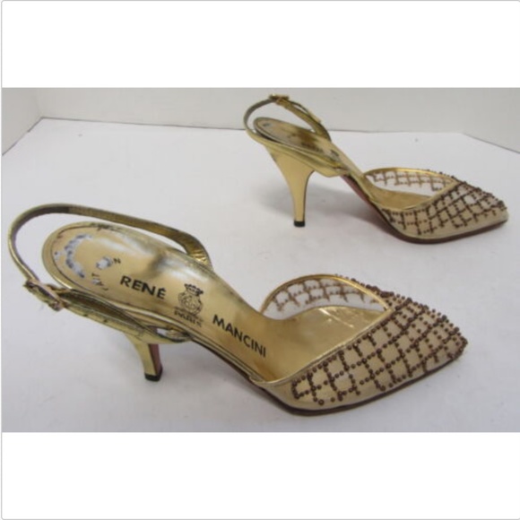 Rene Mancini | Shoes | Rene Mancini Gold Beaded Pumps Size 385 | Poshmark